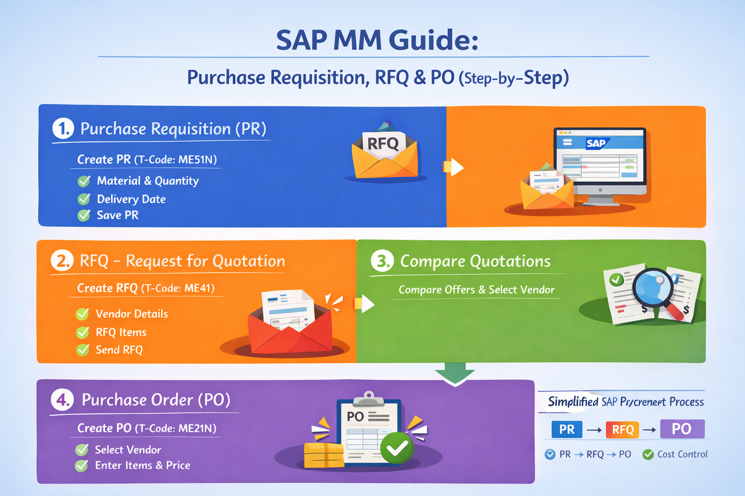 SAP MM Procurement Process Explained: PR → RFQ → PO (Beginner Friendly ...